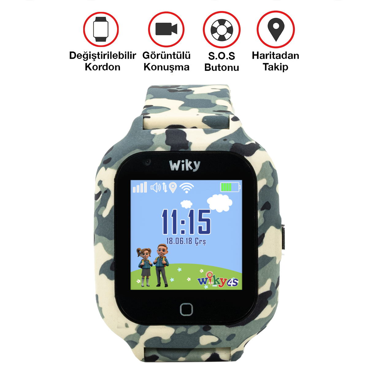 Wiky Watch 4S Askeri Kamuflaj Akıllı Çocuk Saati | Wiky Watch