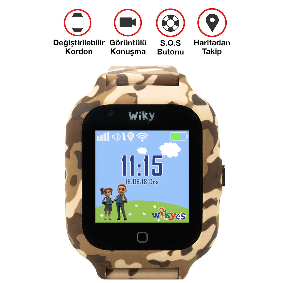 Wiky Watch 4S Kahverengi Kamuflaj | Wiky Watch